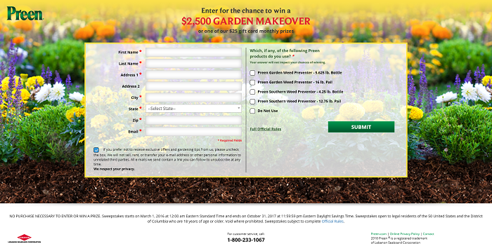 Sweeps.Preen.com: Preen $2,500 Garden Makeover Sweepstakes 2016