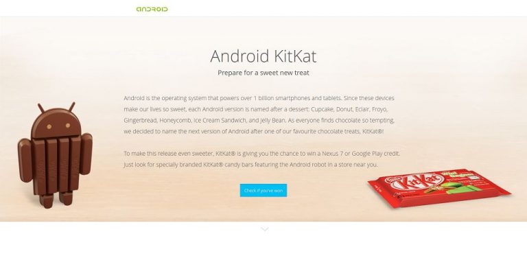 www.android.com/kitkat - Android KIT KAT Instant Win Game