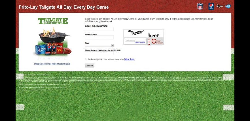 Frito-Lay Tailgate All Day Instant Win Game