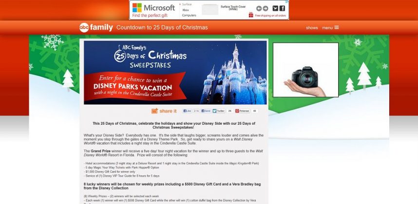 abcfamily.com/25DaysSweeps - 25 Days of Christmas Sweepstakes