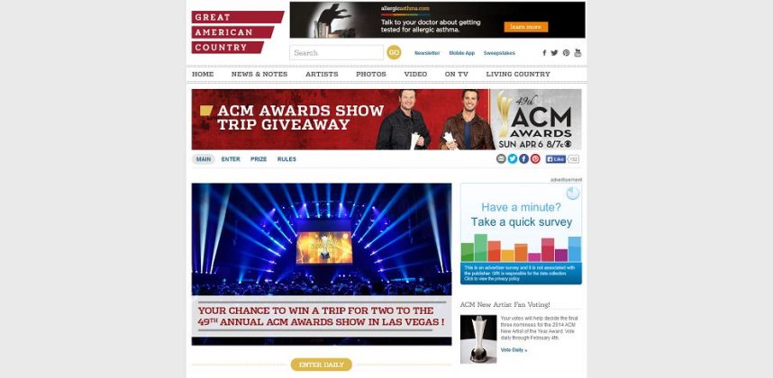 GAC ACM Awards Show Trip Sweepstakes