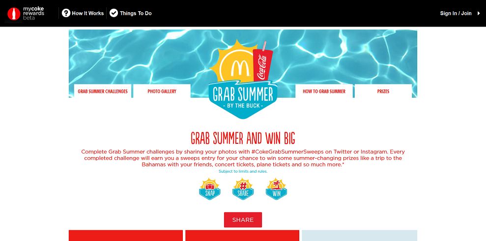 grabsummer.com - McDonald's & Coca-Cola Grab Summer By the Buck Sweepstakes