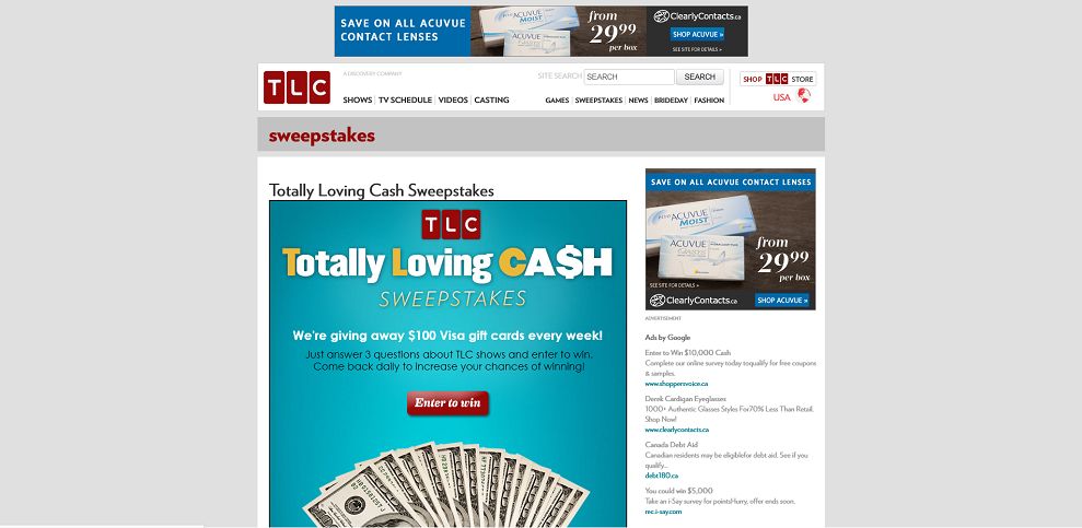 TLC Totally Loving Cash Sweepstakes