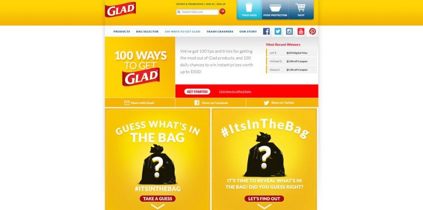 100 Ways to Get Glad Instant Win Game