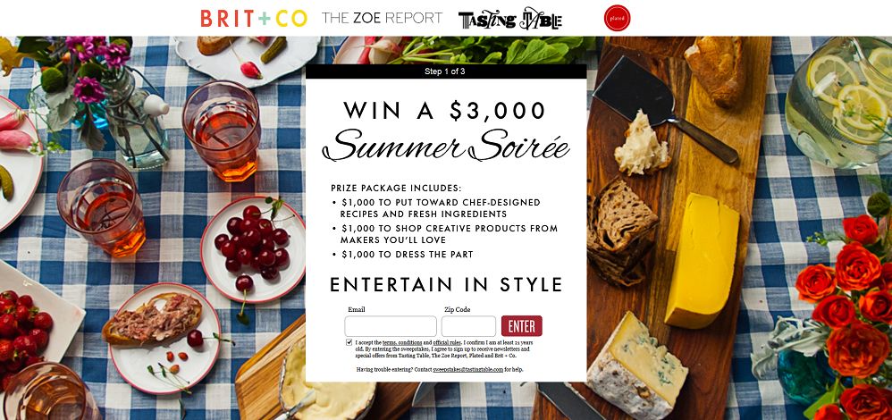 Tasting Table 2014 Summer Soiree Sweepstakes