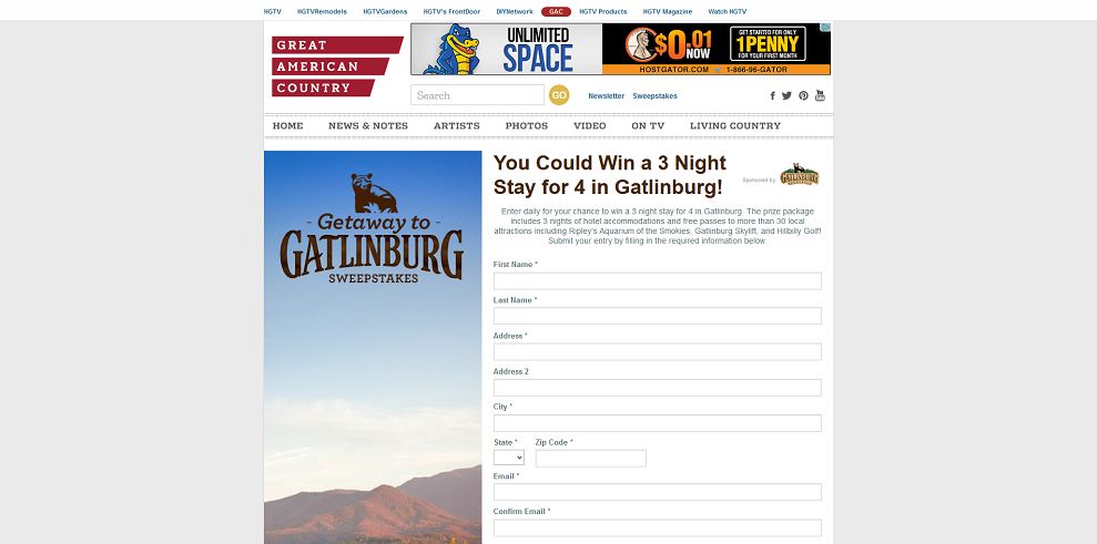 Great American Country Getaway to Gatlinburg Sweepstakes at gactv.com ...