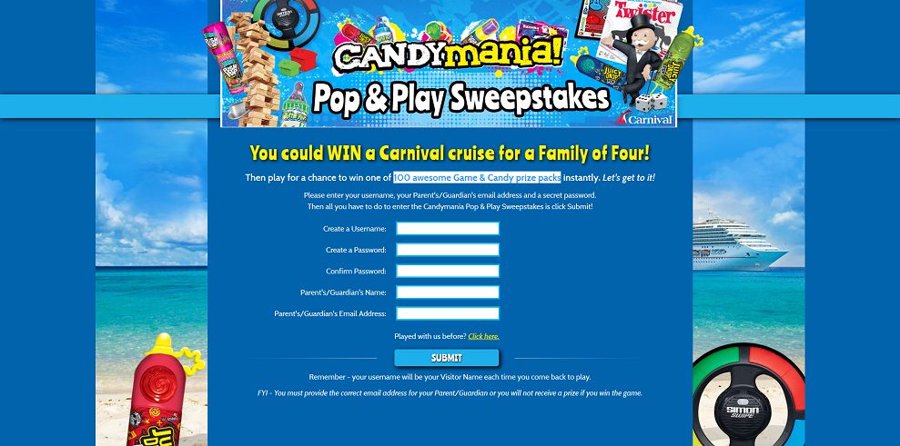 Candymania Pop & Play Sweepstakes and Instant Win Game