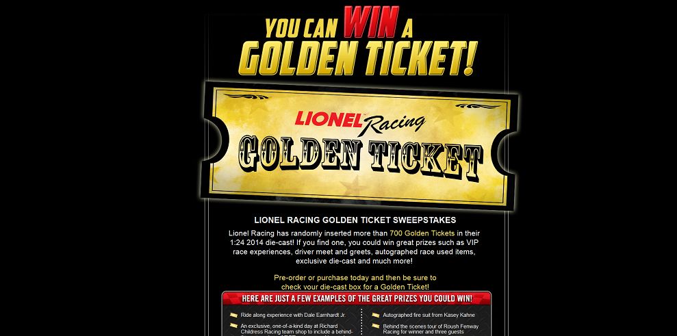 Lionel Racing #GoldenTicket Instant Win Game : Find A Golden Ticket And ...