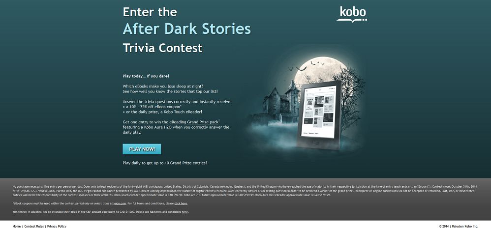 Kobo’s After Dark Stories Trivia Contest : Play today... if you dare!