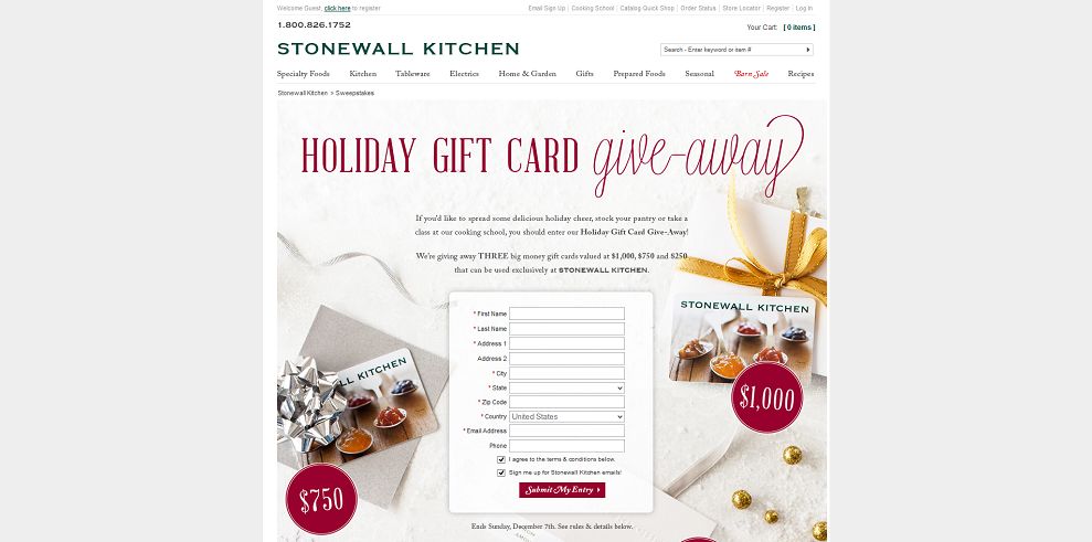 Stonewall Kitchen Holiday Gift Card Giveaway : Win Up To $1,000 In ...