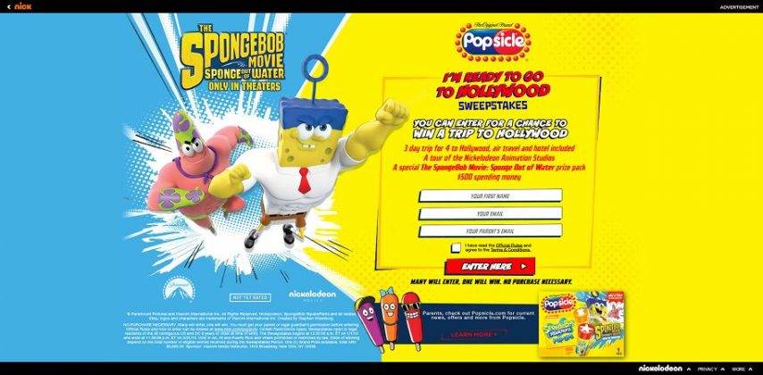 I'm Ready To Go To Hollywood Sweepstakes (nick.com/popsicle)