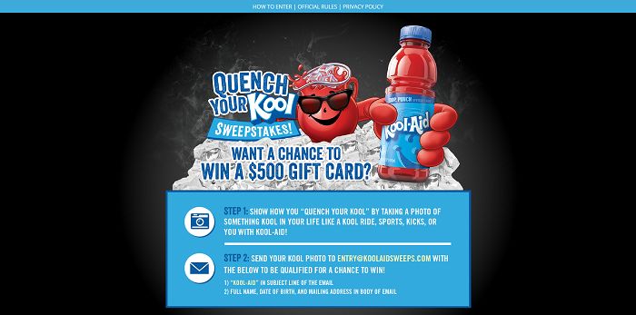 KoolAidSweeps.com - Quench Your Kool Sweepstakes: Win a $500 Gift Card